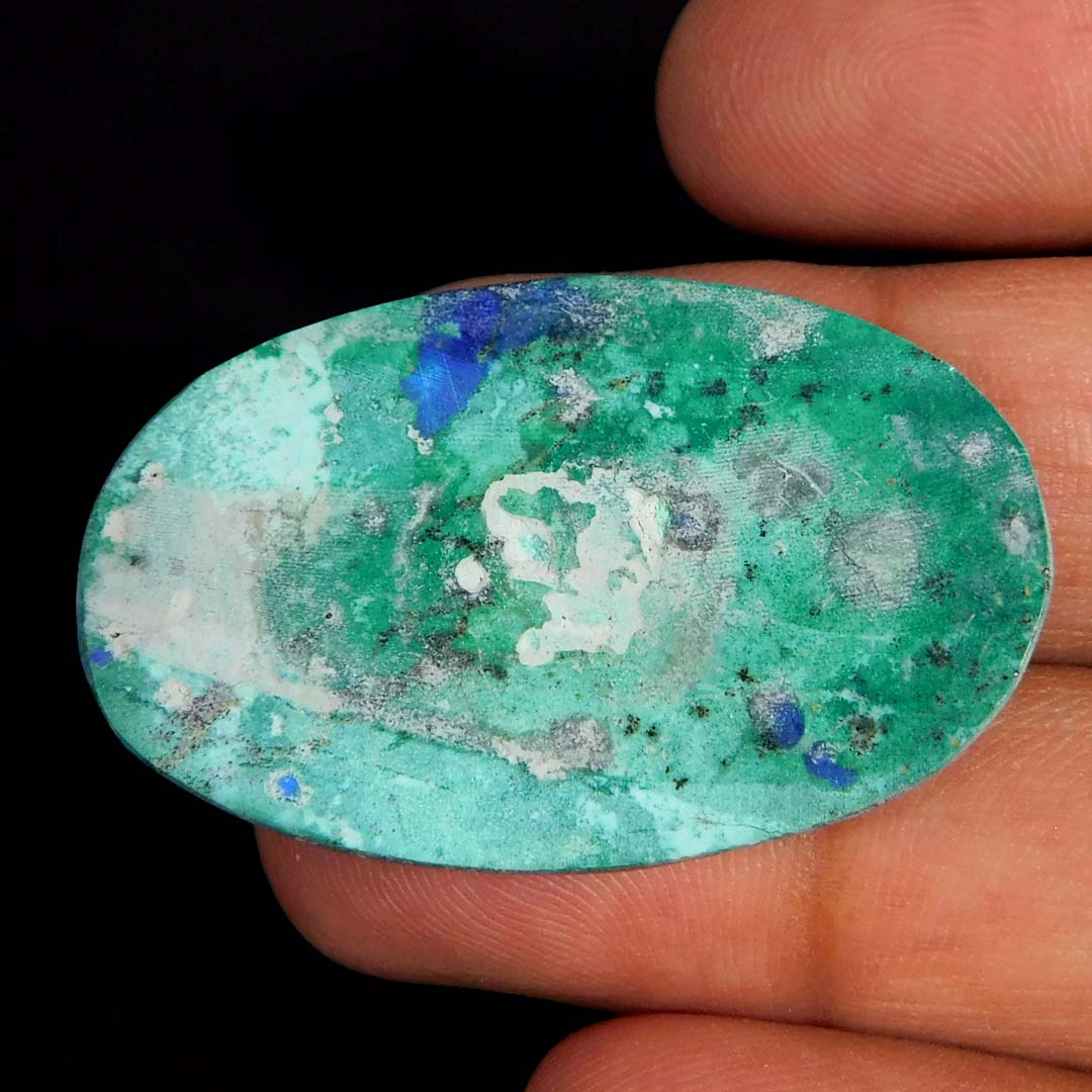 30.90Cts. Natural Gorgeous Bluebird Azurite Oval Cabochon Loose ...