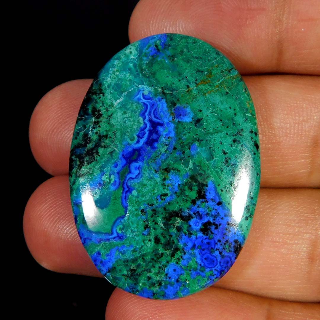 Natural Gorgeous Bluebird Azurite Oval Cabochon 51.00Cts. Reiki Healing ...
