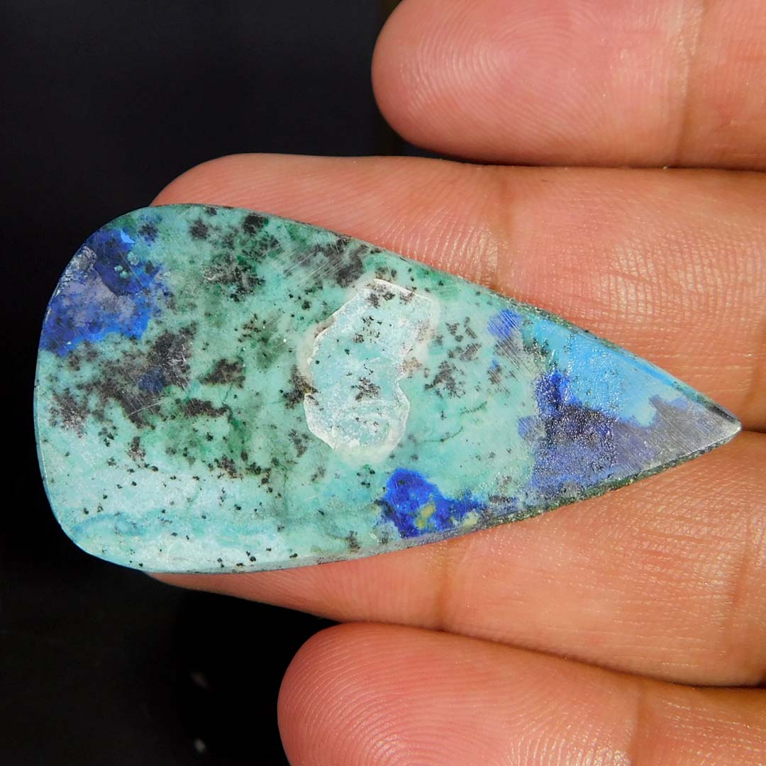 Natural Gorgeous Bluebird Azurite Pear Cabochon 36.95Cts. Reiki Healing ...