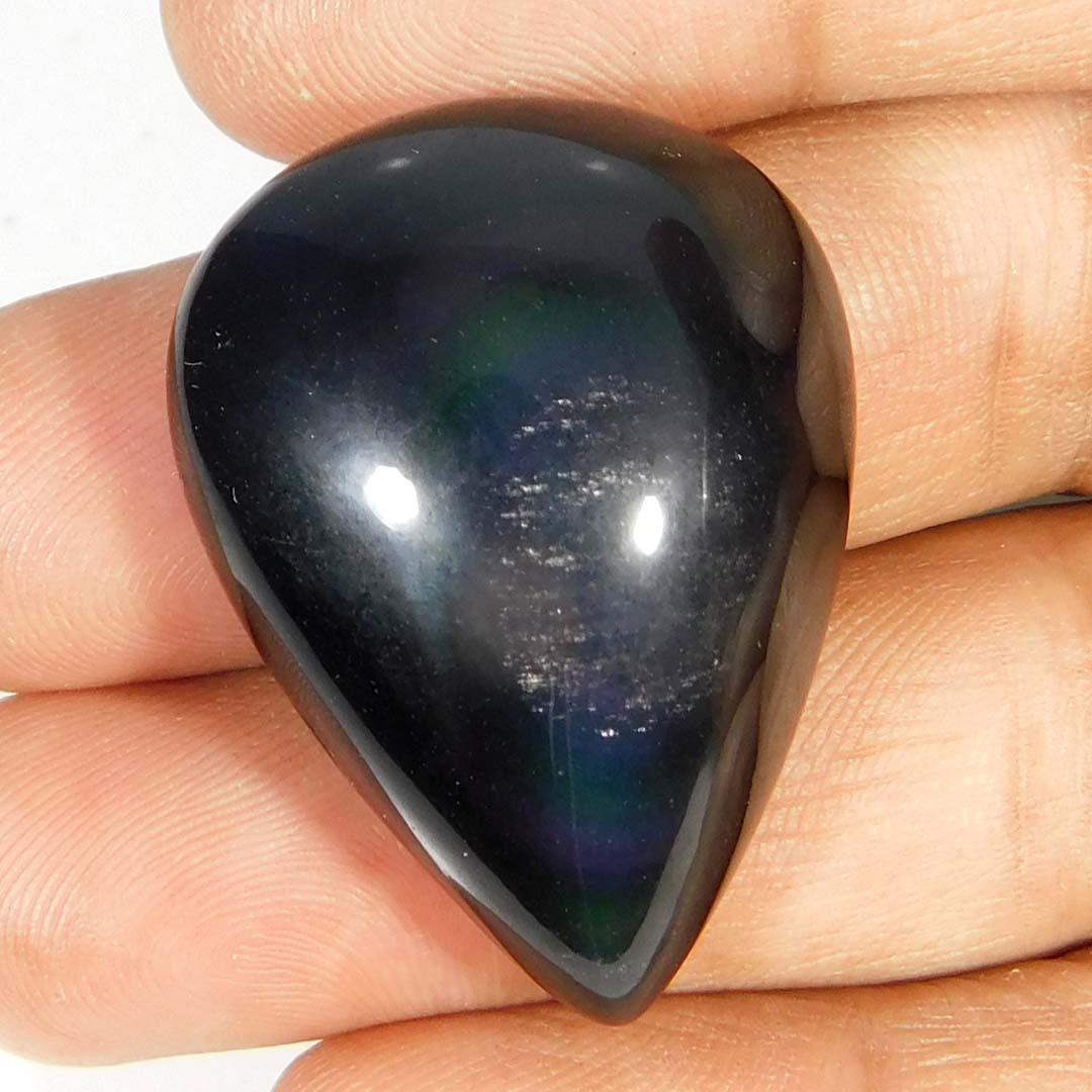 Handmade 100% Natural Power EYE OBSIDIAN Pear Cabochon 58.70Cts. Loose ...