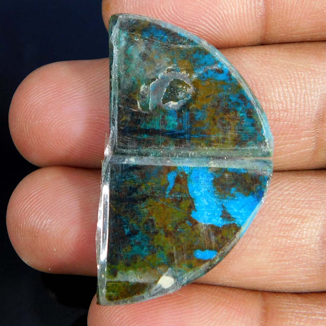 34.65Cts. Natural Unique Multi-Blue Azurite Pair Fancy Cabochon Loose ...