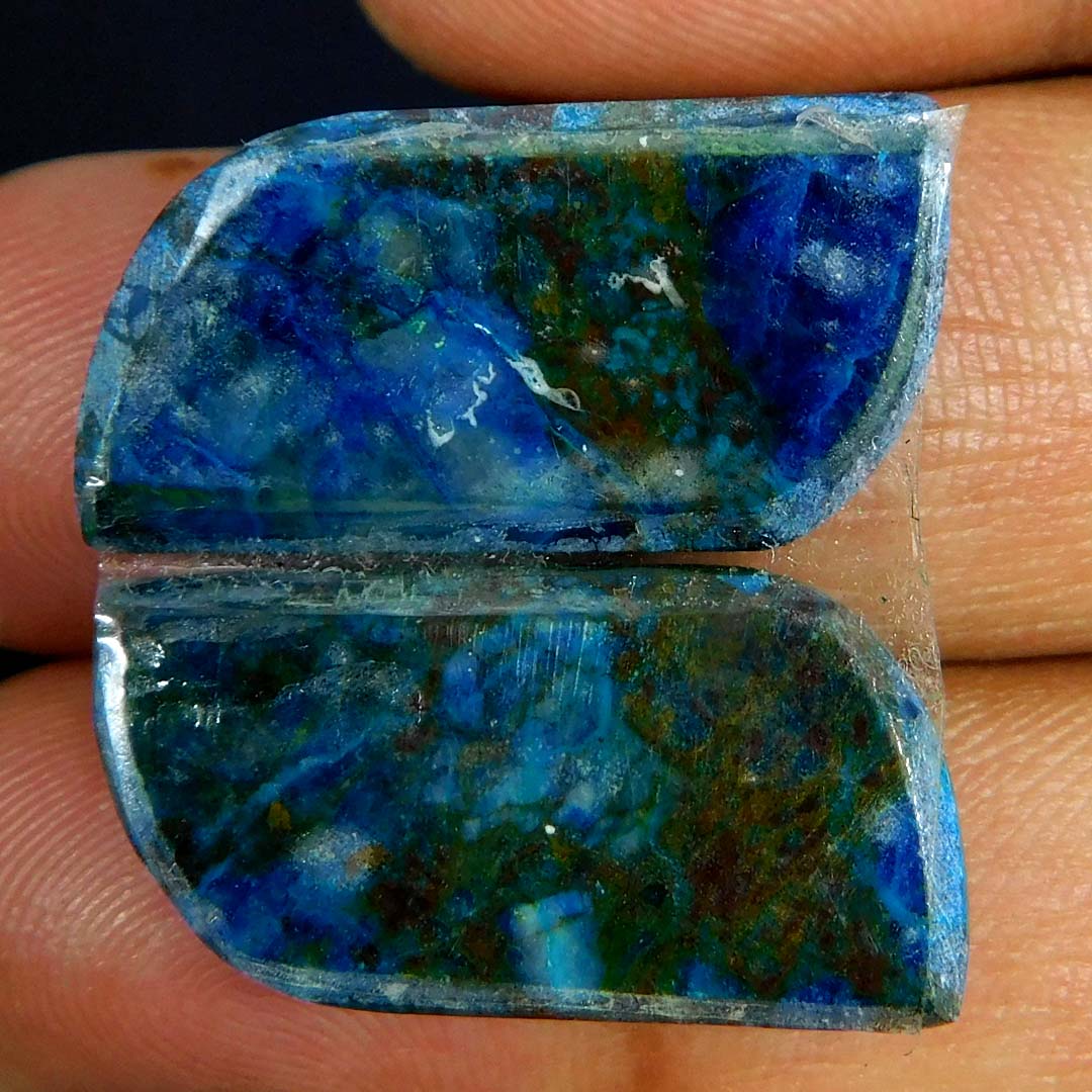 Natural Gorgeous Blue Azurite Pair 32.05Cts. Fancy Cabochon Loose ...