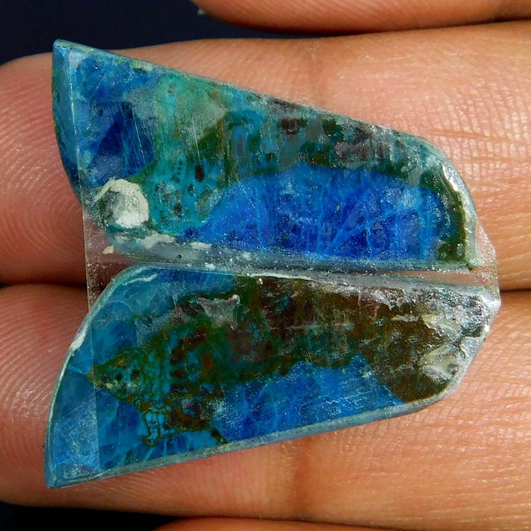 Natural Gorgeous Blue Azurite Pair 31.25Cts. Fancy Cabochon Loose ...