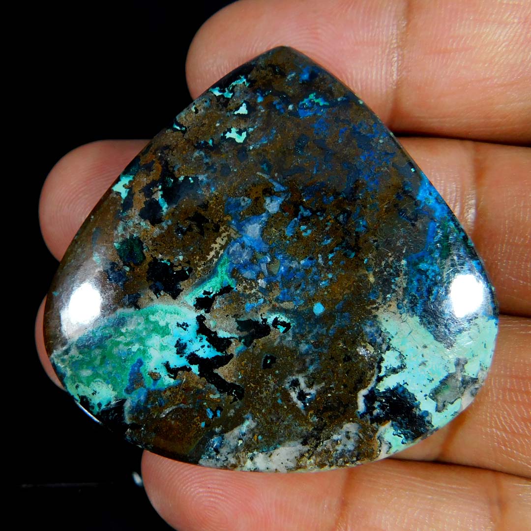 113.25Cts. Natural Unique Rainbow Azurite Pear Cabochon Loose Gemstone ...