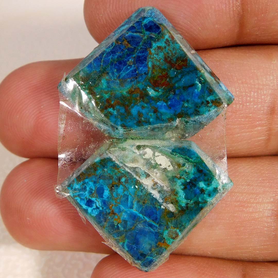 34.70Cts. Natural Unique Blue Azurite Pair Fancy Cabochon Reiki Healing ...